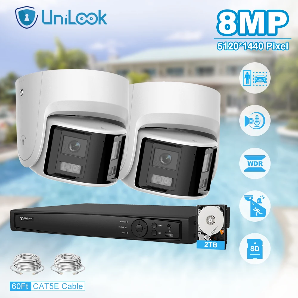 UniLook 8MP Dual Lens POE Camera AcuSense Ultra Wide Angel 180 ...