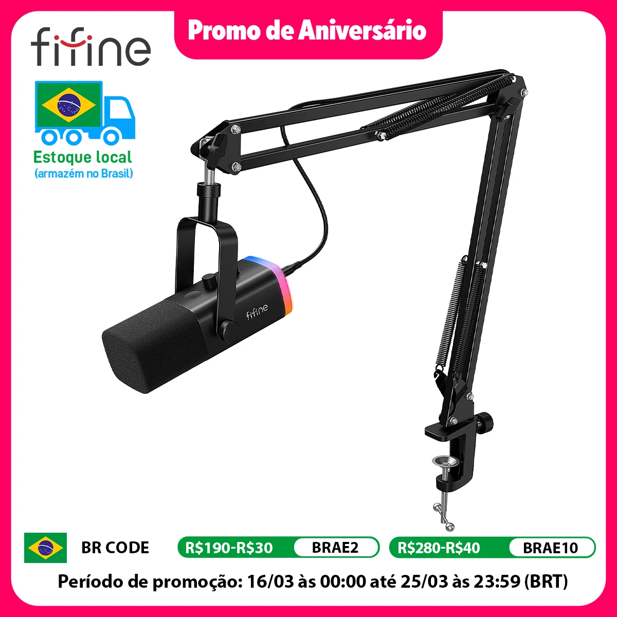 FIFINE Dynamic XLR Microphone Kit with Boom Arm for Mixer,Gaming USB ...