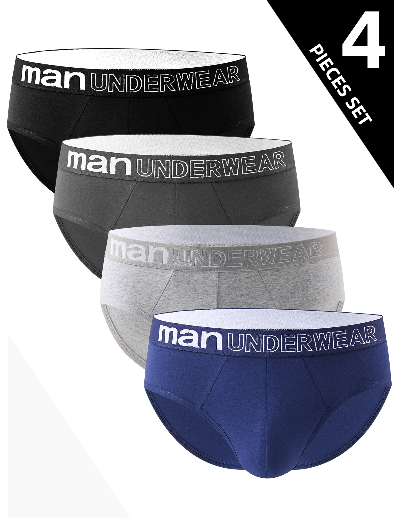Men's underwear 4pcs cotton briefs Loose breathable comfortable close ...