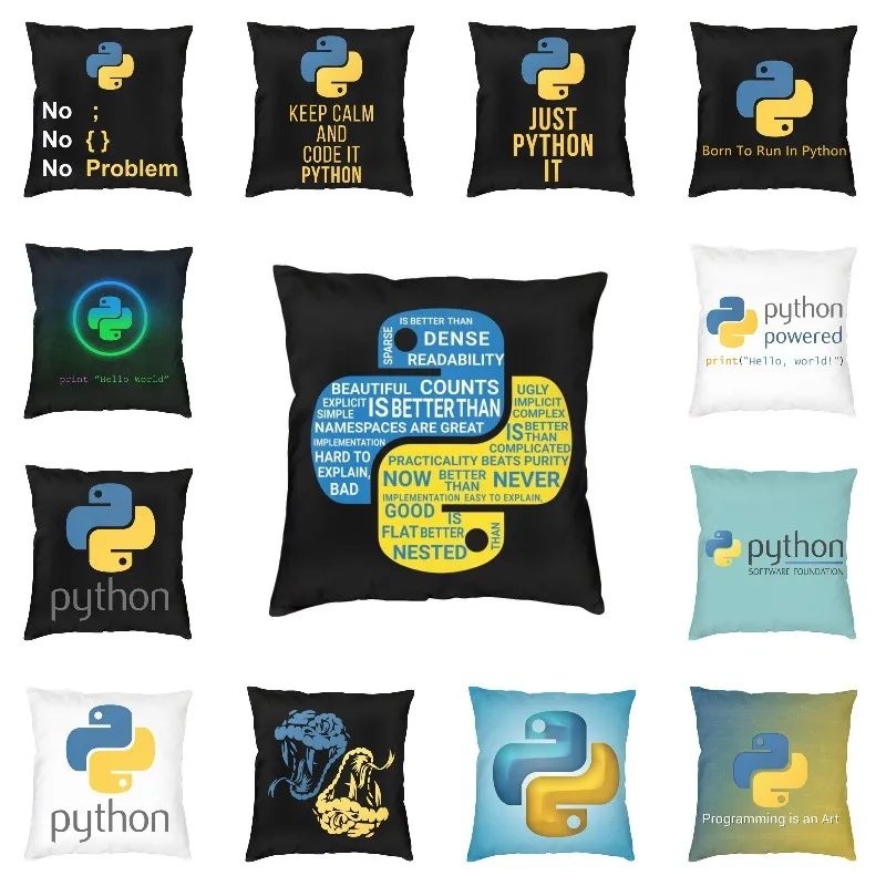 Python Programmers Throw Pillow Case Home Decorative 3D Printed python-programmers-throw-pillow-case-home-decorative-3d-printed