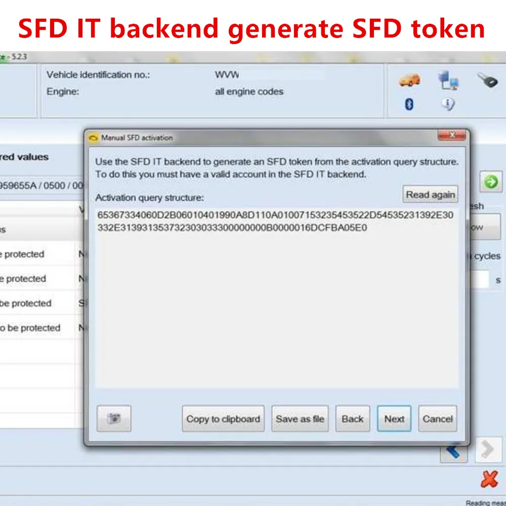 SFD token offline calculation SFD code Unlock procedure for SFD token Vehicle Diagnostic ...