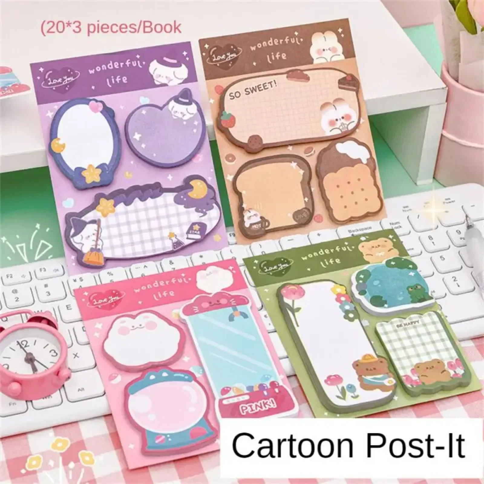 60sheets-Sticky-Notes-Cute-Cartoon-Colorful-Memo-Pad-Ins-Kawaii ...