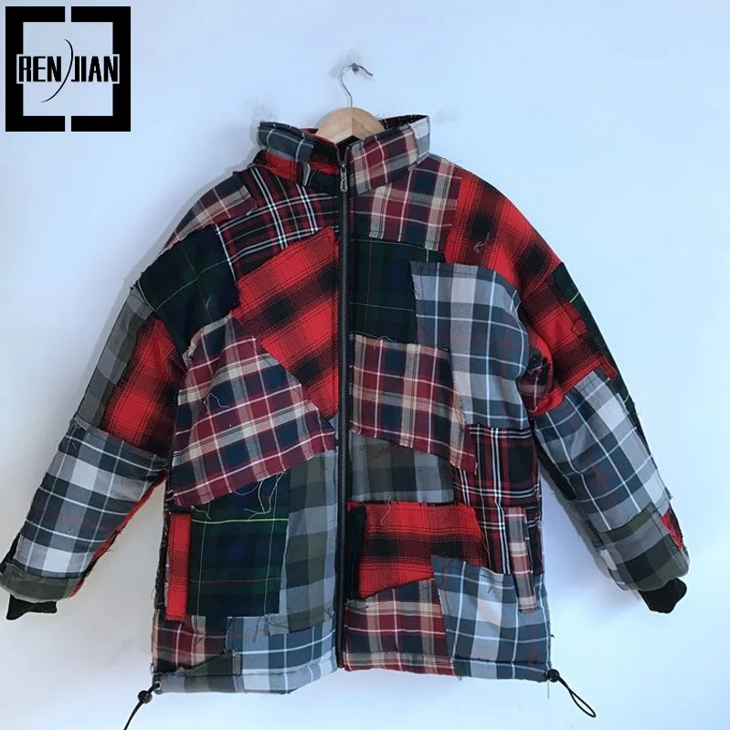 Fashion-Design-Plaid-Parkas-Cotton-Padded-Thick-Warm-Patched-Puffy ...