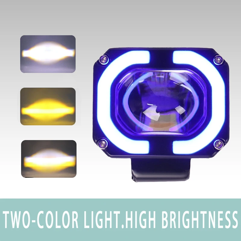 Motorcycle-Fog-Light-Headlight-Car-Offroad-Truck-Angel-Eyes-LED-light ...