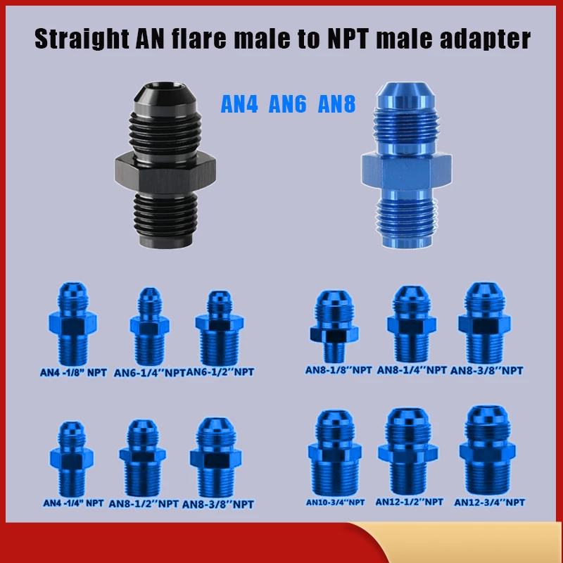 Universal An4 An6 An8 Flare Male To Npt Thread Straight Fuel Oil Air ...