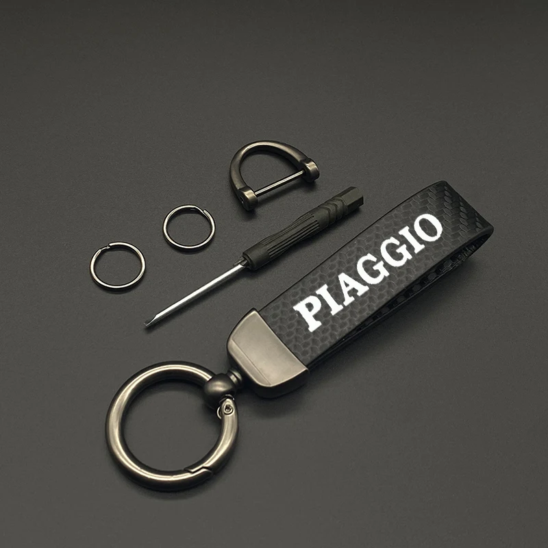High-Grade-Carbon-Leather-Motorcycle-Keychain-Key-Rings-for-Piaggio ...