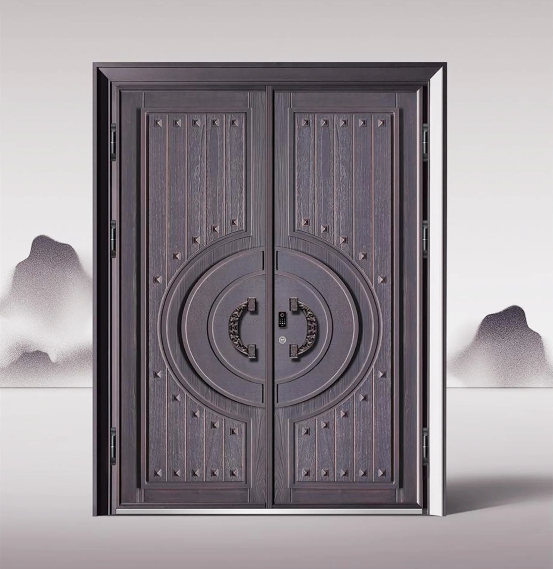 Doors For House Gold Color Flower Design Cast Aluminum Armored Safety ...