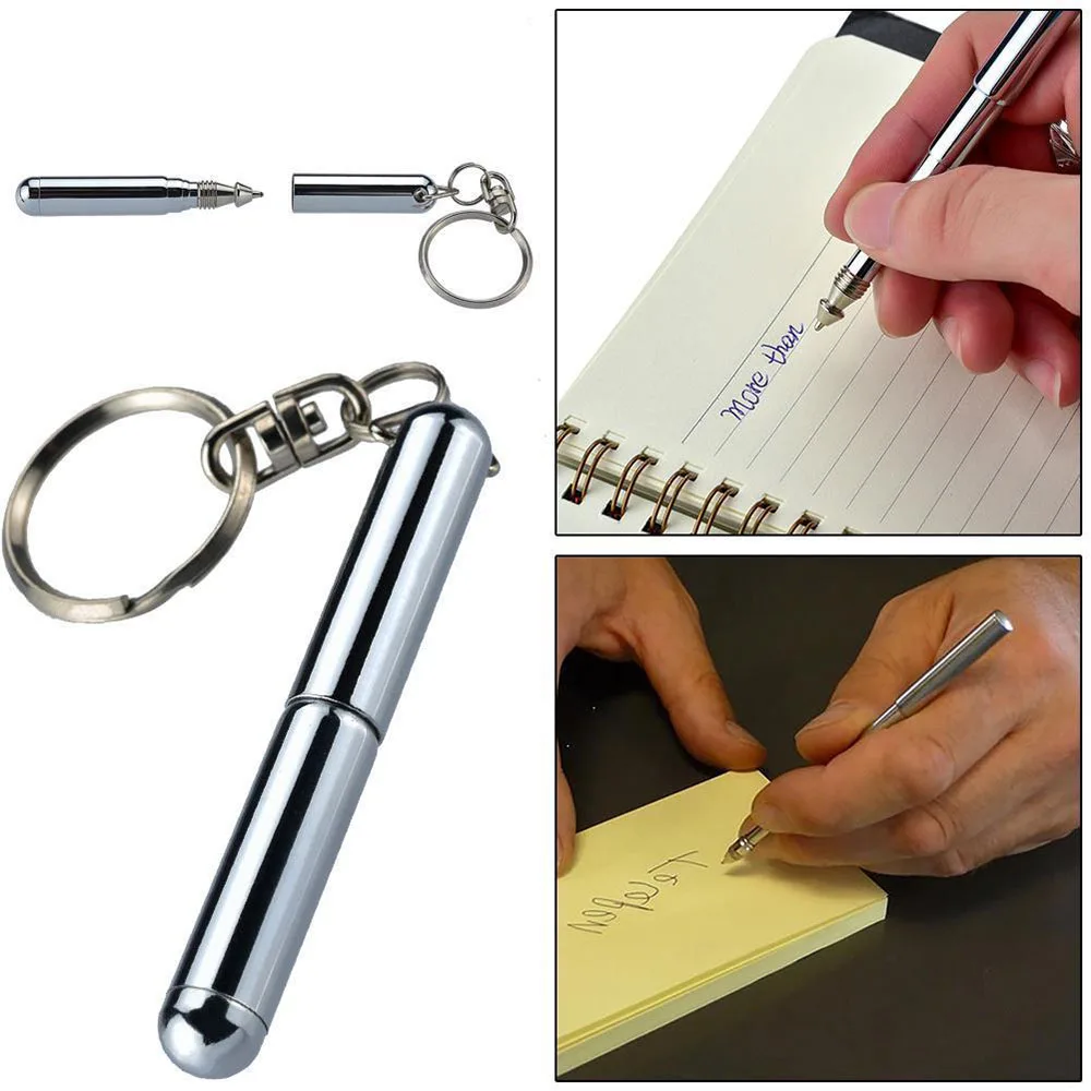 Stainless-Steel-Retractable-Pen-Metal-Keyring-Portable-Telescoping-Tool ...
