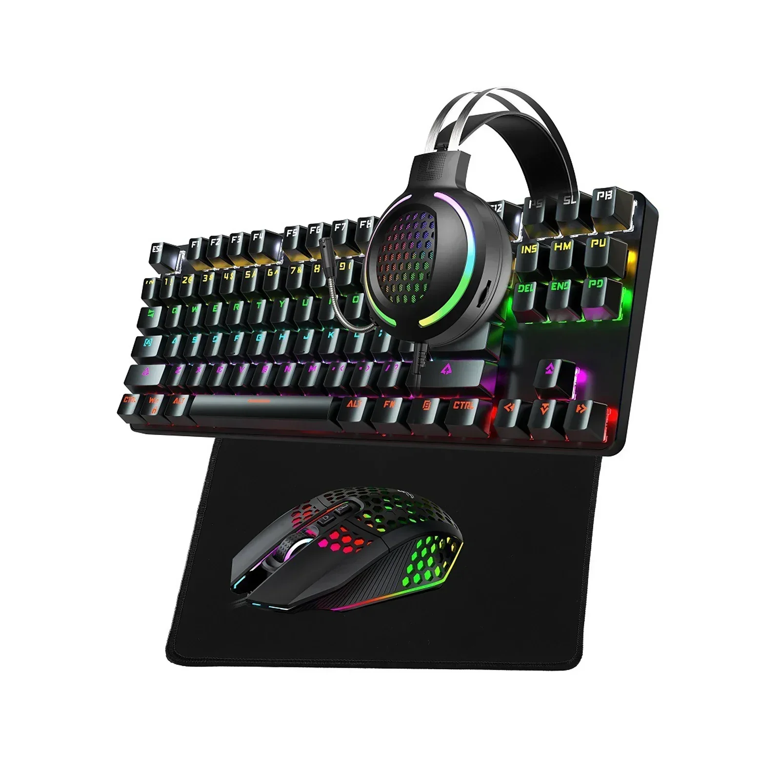 RGB-Backlit-Gaming-Keyboard-com-Mouse-e-Headphone-Pad-Mudo-87-Chaves ...