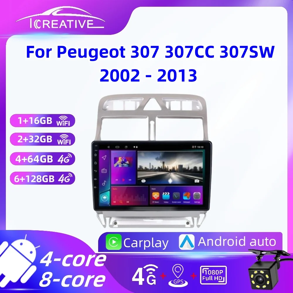 Car-Radio-Android-For-Peugeot-307-307CC-307SW-2002-2013-Wireless-Carplay-Multimedia-Video-Player ...