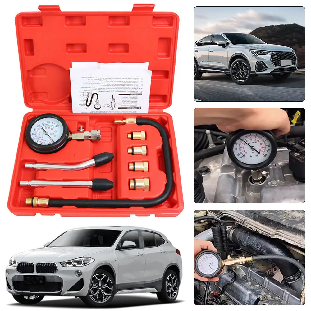 8Pcs Automotive Cylinder Tester Kit with M10 M12 M14 M18 Adapter Engine ...