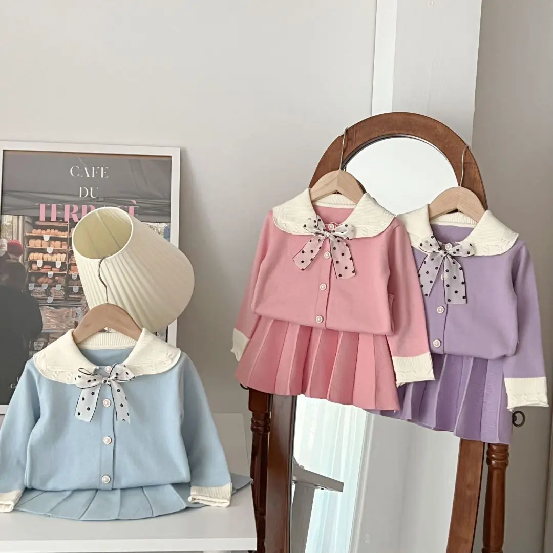 Childrens-Sets-Girls-Sweater-Baby-Knitting-Two-Piece-Set-Fashion-Skirt ...