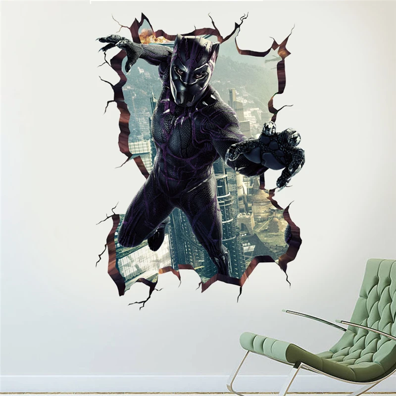 MINISO-Avengers-Black-Panther-wall-stickers-living-room-bedroom-wall ...