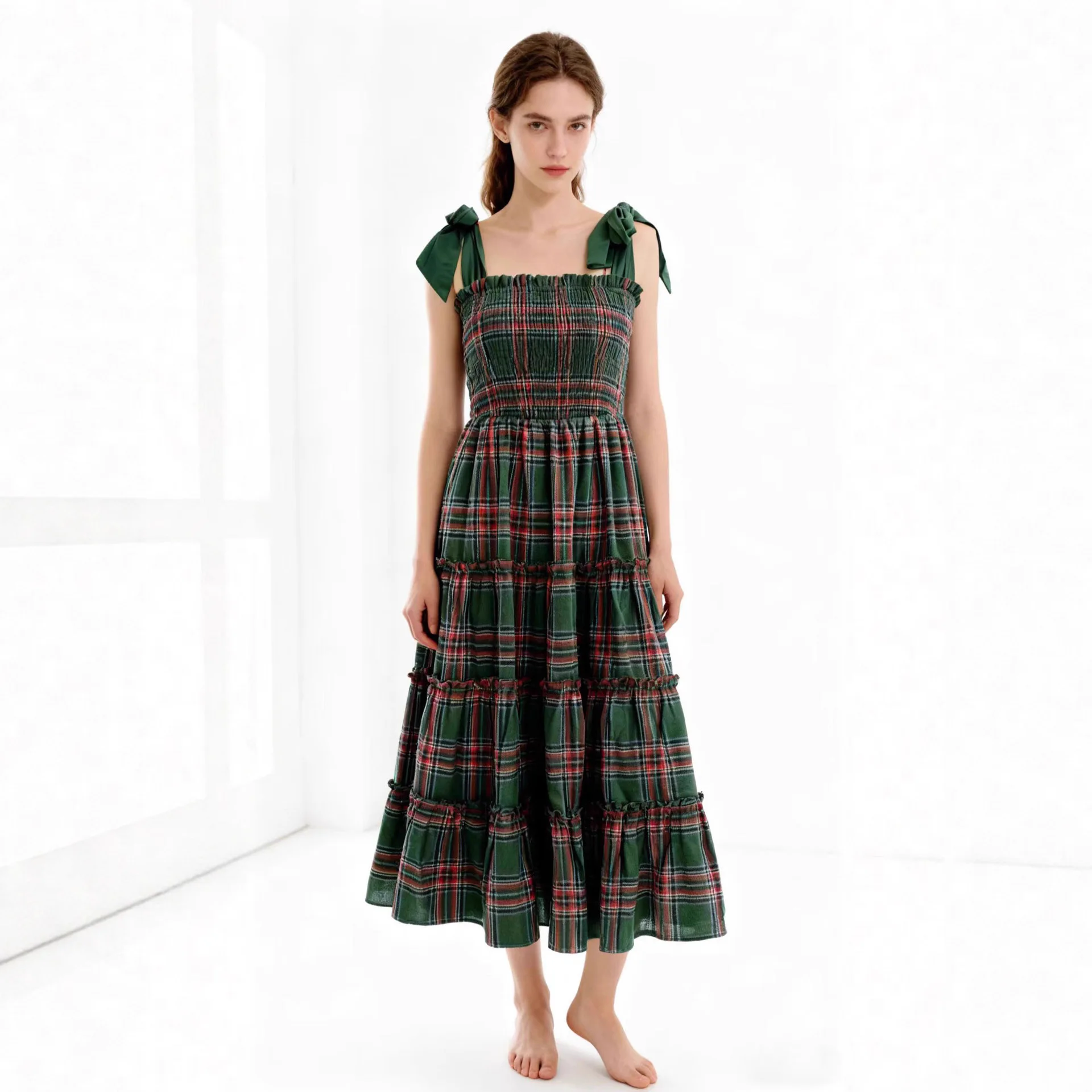 Women's Christmas color-striped print strapless dress - AliExpress ...
