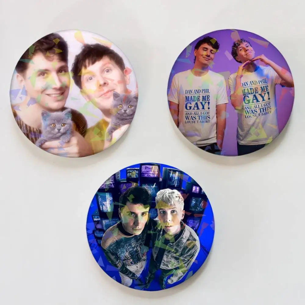 Dan and Phil Round Laser Badge Brooch Clothes Backpack Accessories ...
