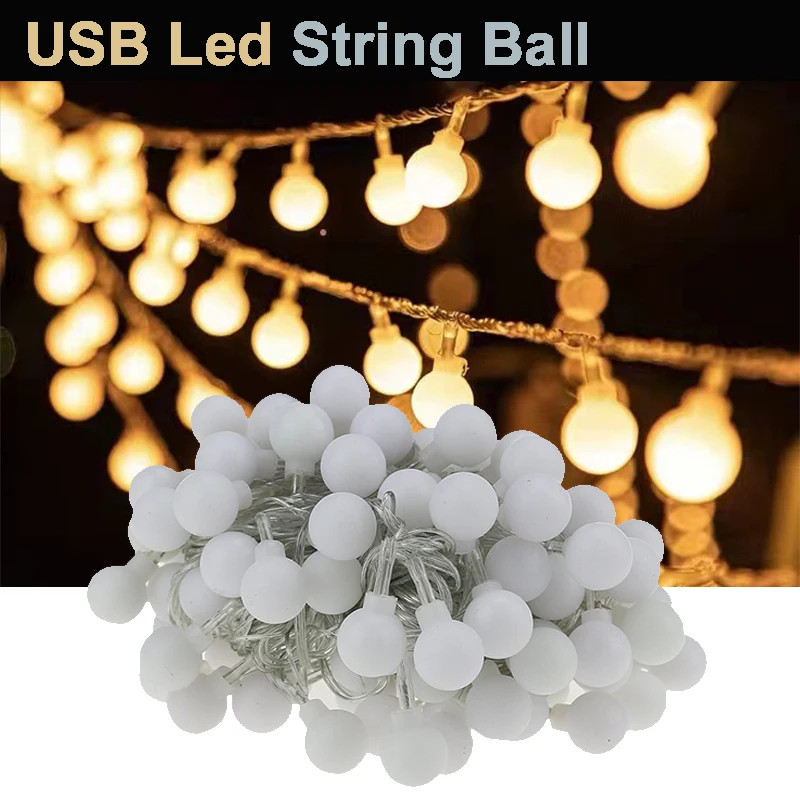 String-Lights-Balls-White-Usb-Power-Led-Ball-Garland-Lights-Fairy ...