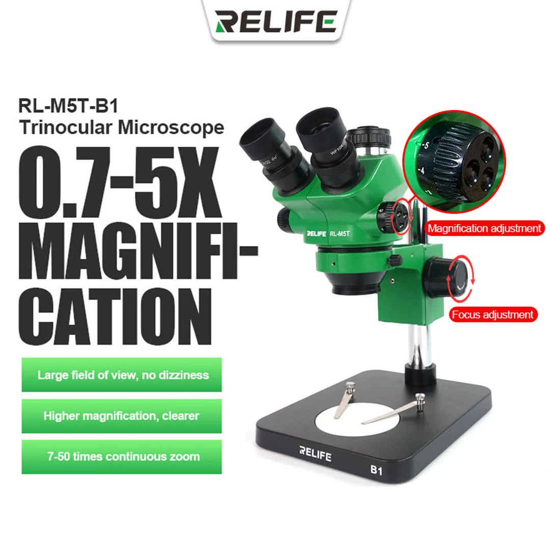New-RELIFE-RL-M5T-B1-0-7-5-0X-Trinocular-HD-Stereo-Microscope ...