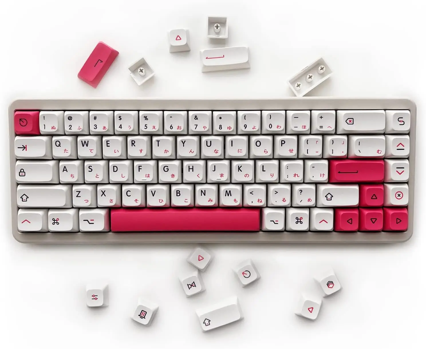 XDK Custom Keycaps 124 Keys(PBT XDA Dye-Sub) Cute Pink Japanese English Keycap Set