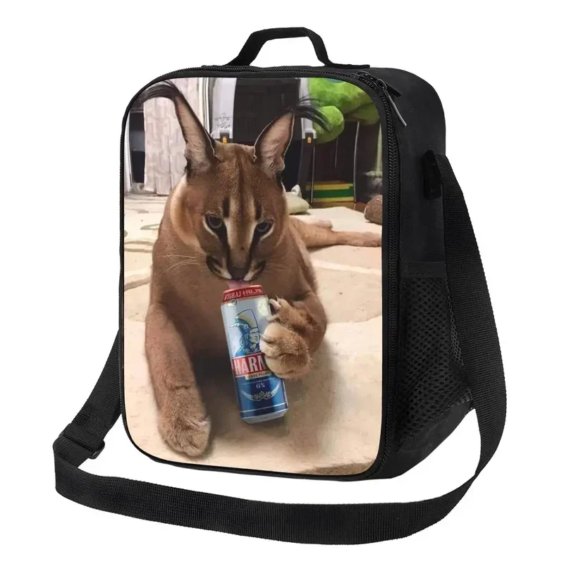 Funny-Floppa-Drinking-Insulated-Lunch-Tote-Bag-for-Women-Caracal-Cat ...