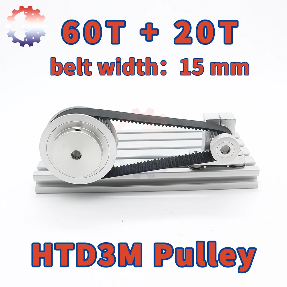 3-1-Reduction-60T-20T-HTD3M-Pulley-Set-Belt-Width-15mm-3M-Timing-Pulley ...