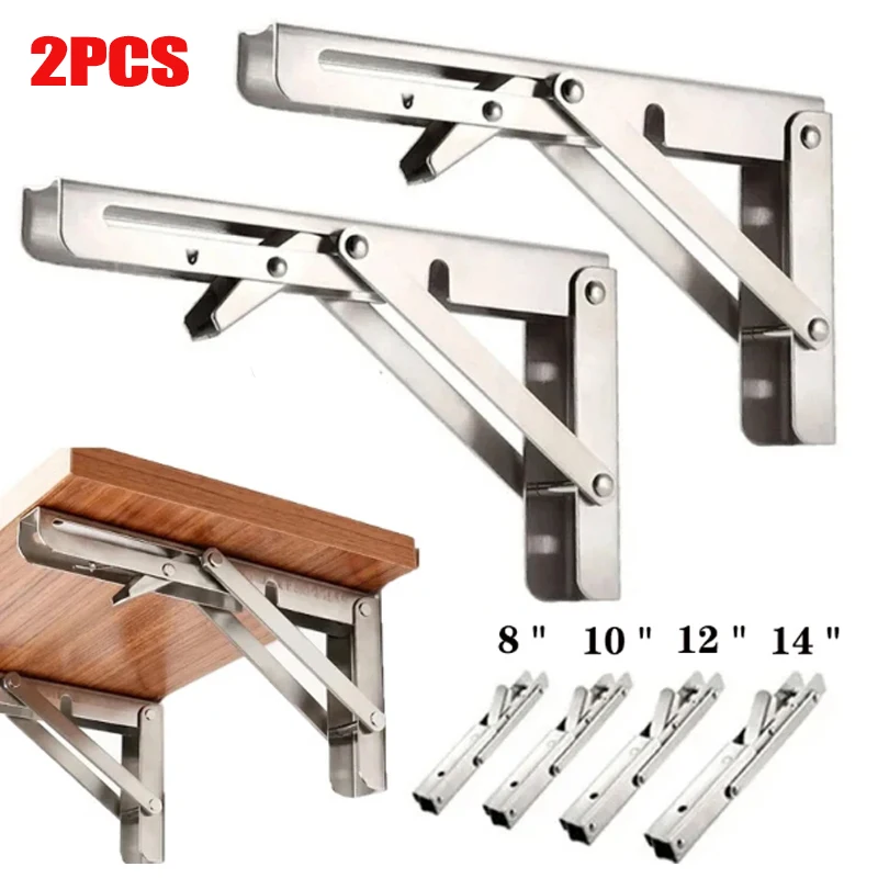 2pc-Folding-Shelf-Brackets-Heavy-Duty-Stainless-Steel-DIY-Wall-Mounted ...