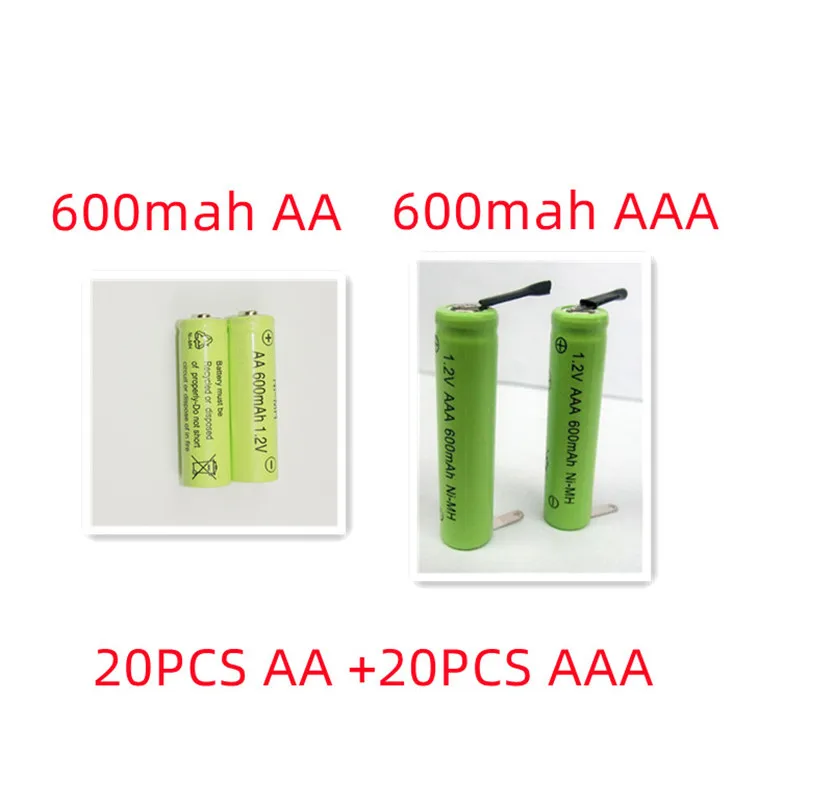 AA + AAA Rechargeable AA 1.2V 600mAh / 1.2V AAA 600mah Alkaline Battery ...