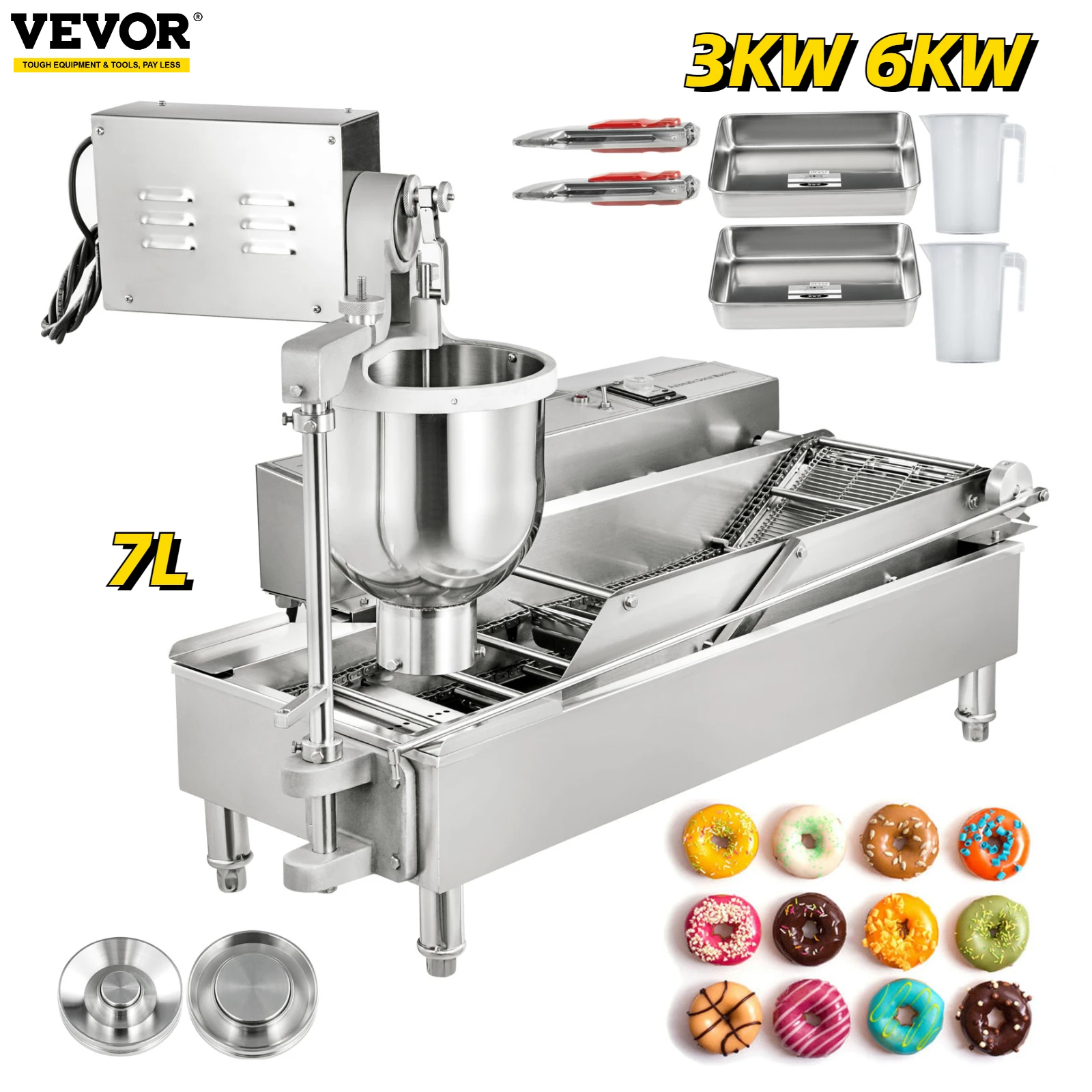Vevor Commercial Automatic Donut Making Machine 7l Hopper Stainless ...