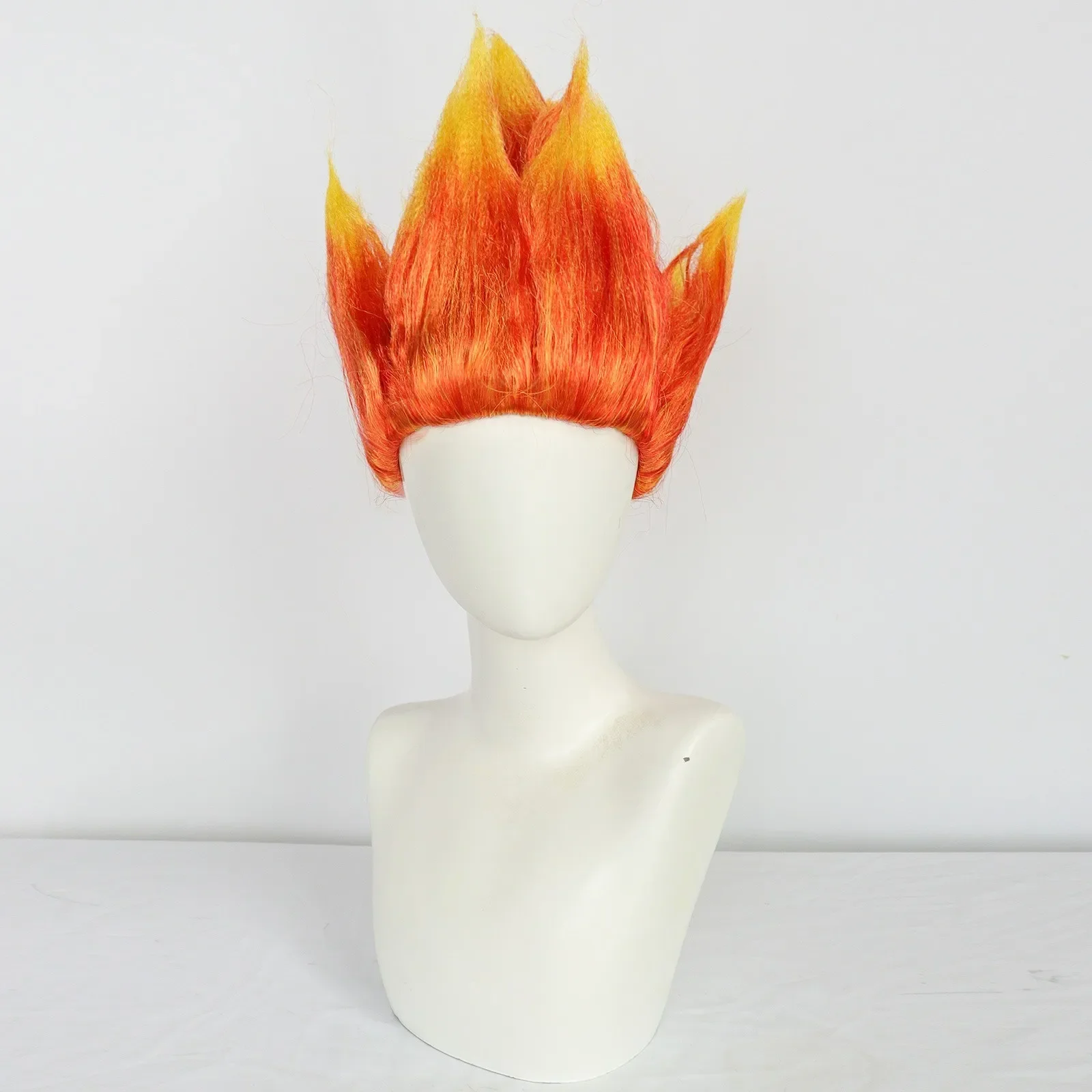Anime Spiky Short Anger Fire Men Wig Two Tone Orange Yellow Stylish ...