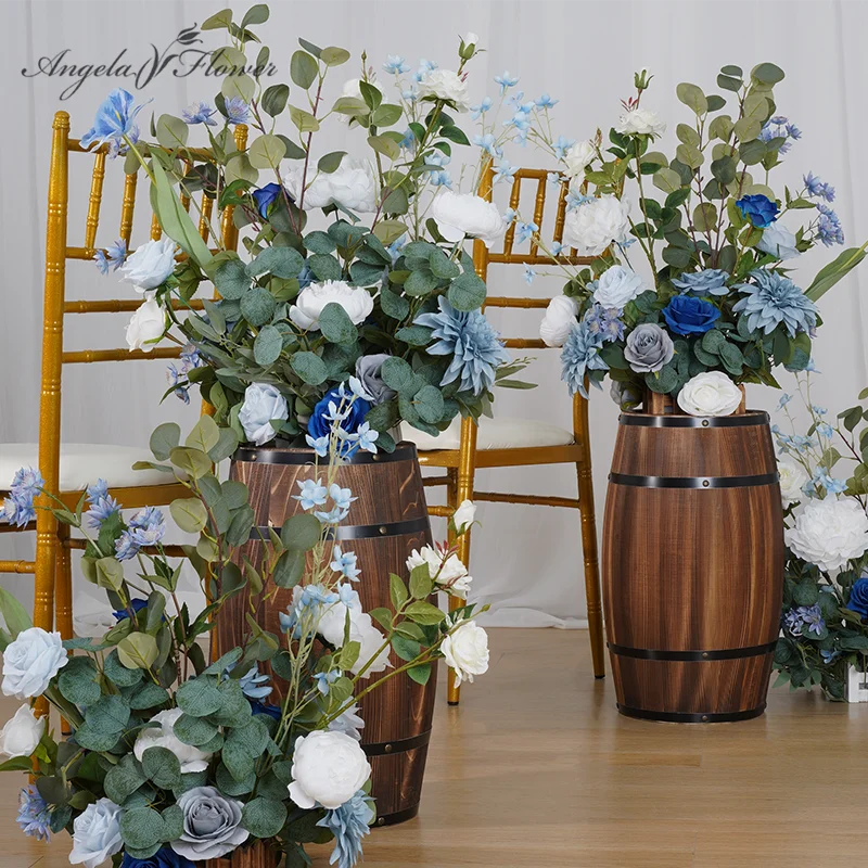 Haze-Blue-White-Series-Greenery-Eucalyptus-Leaves-Fence-With-Flower-Wedding-Party-Floral ...