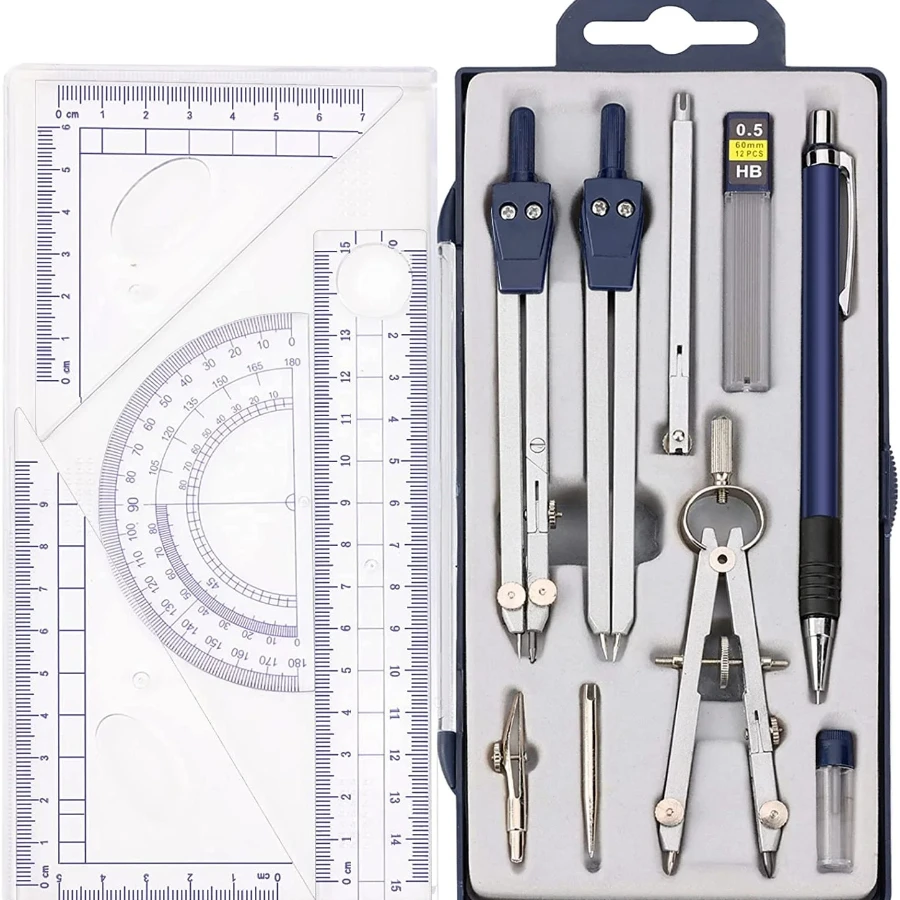 Conjunto de Ferramentas de Desenho Geométrico: Compasso, Régua e ...