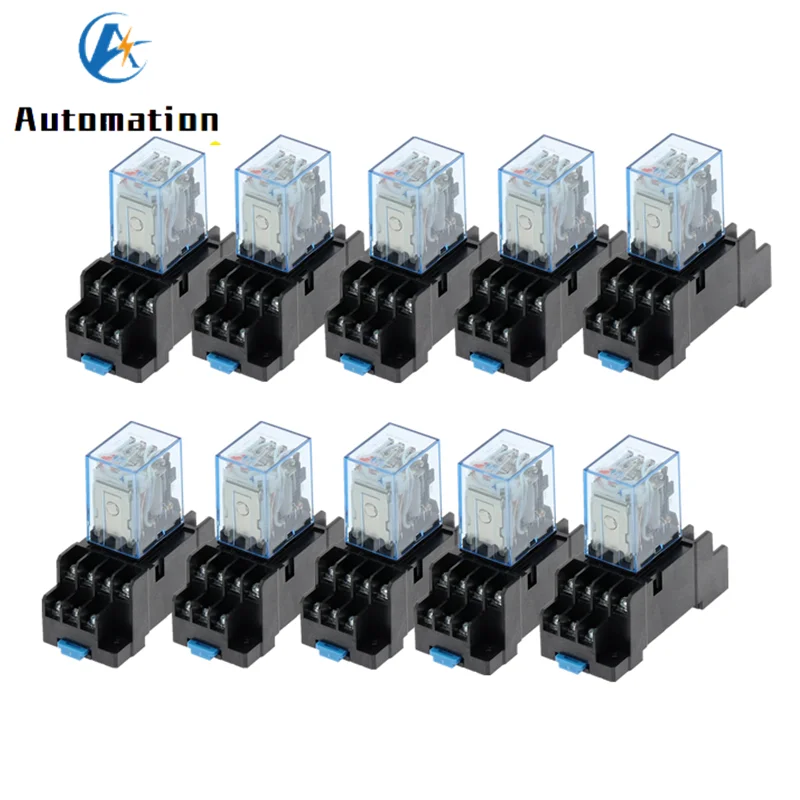 10sets MY4NJ HH54P DC 12V 24V 110V 220V AC Coil Power Relay General Purpose Relays 14 Pins 4NO ...