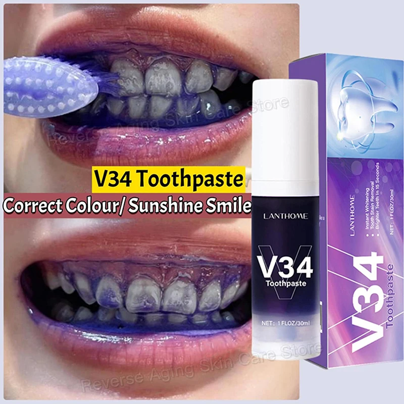 V34-Toothpaste-Purple-Corrector-Teeth-Whitening-Remove-Teeth-Stains ...
