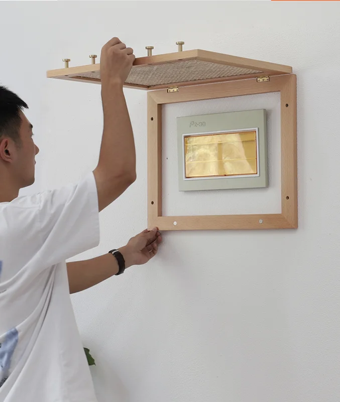 Wood Electric Meter Box Wall Ornament Punch-free Power Switch Box Frame ...