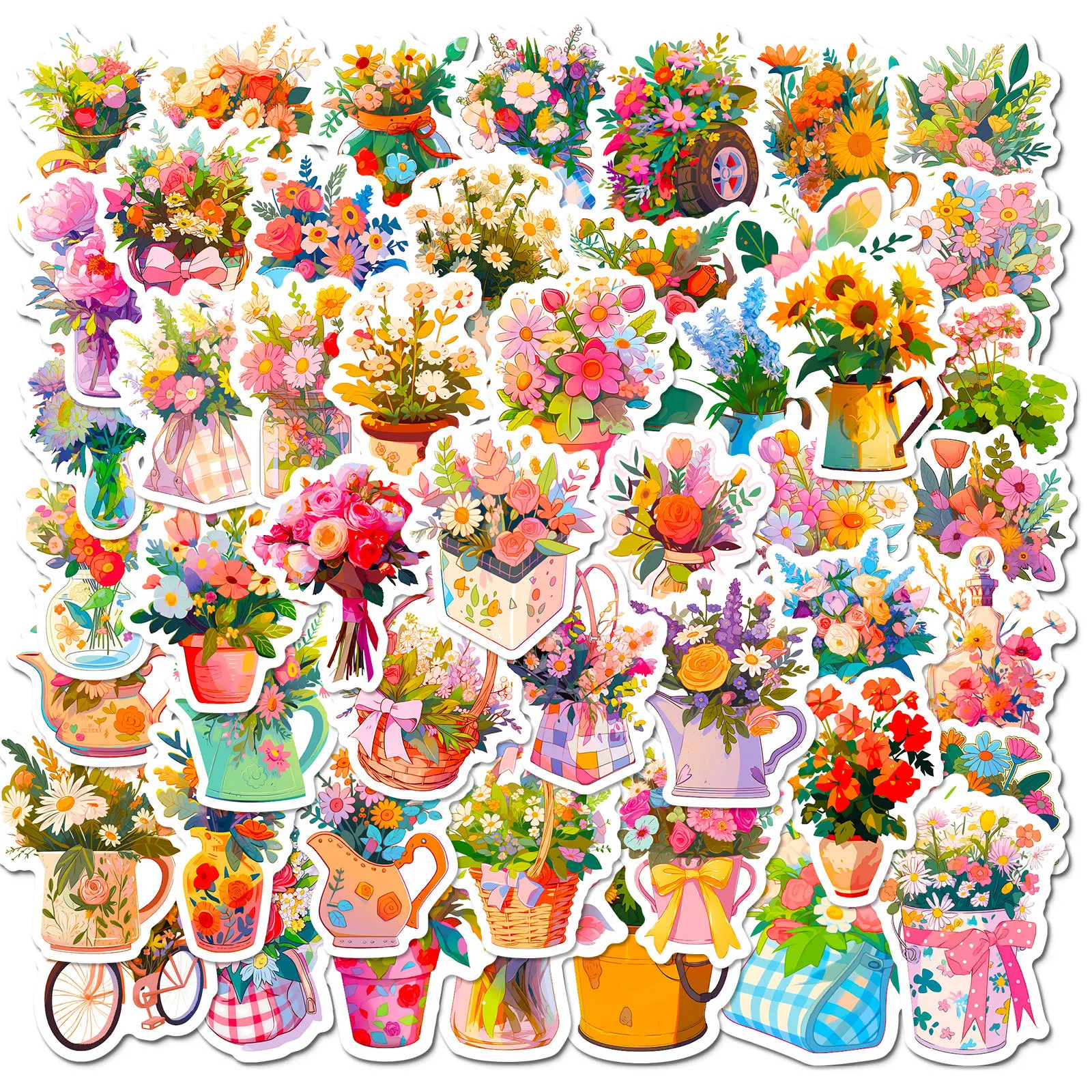 50PCS-Hand-Holding-Flower-Stickers-New-Arrival-TIKTOK-Ins-Romantic ...