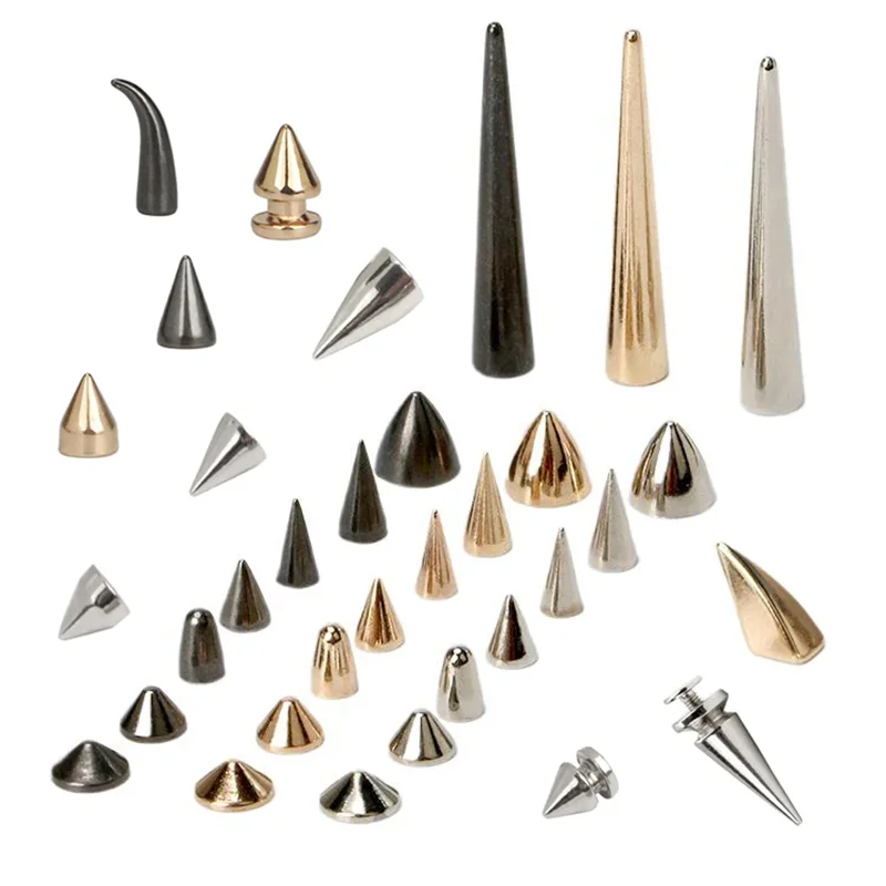 Silver-Top-Grade-Tapered-Rivets-Big-Leather-Craft-Studs-Black-Spikes ...