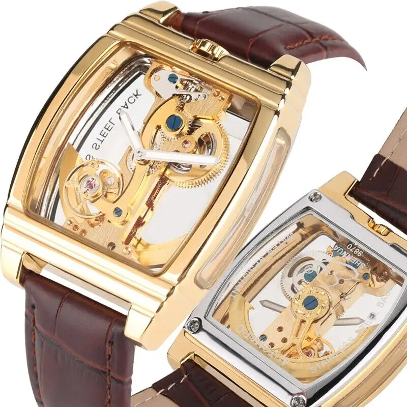Luxury Brand New Style Mens Mechanical Watch Skeleton Square Dial ...