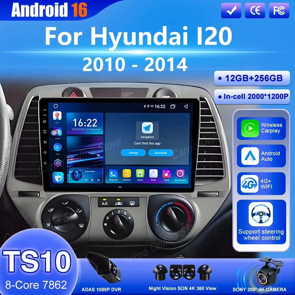 Android 16 Car DVD Radio Stereo For Hyundai I20 2010 2012 2013 2014 ...