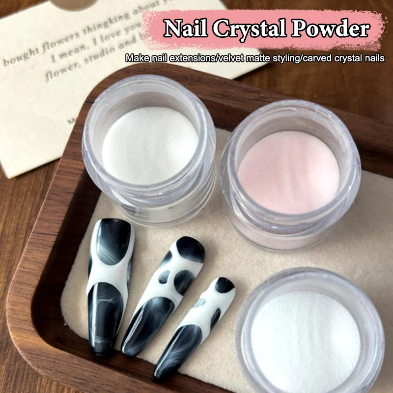 1Jar Nail Art Crystal Powder Pink White Carved Patterns Velvet Frosted ...
