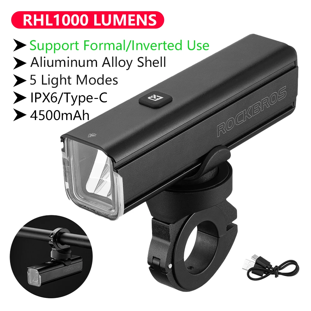 ROCKBROS-MTB-LED-Bicycle-Light-1000-Lumen-4800-mAh-Power-Bank-Function ...
