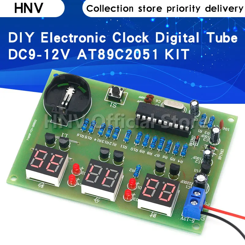 DIY-Kits-AT89C2051-Electronic-Clock-Digital-Tube-LED-Display-Suite ...