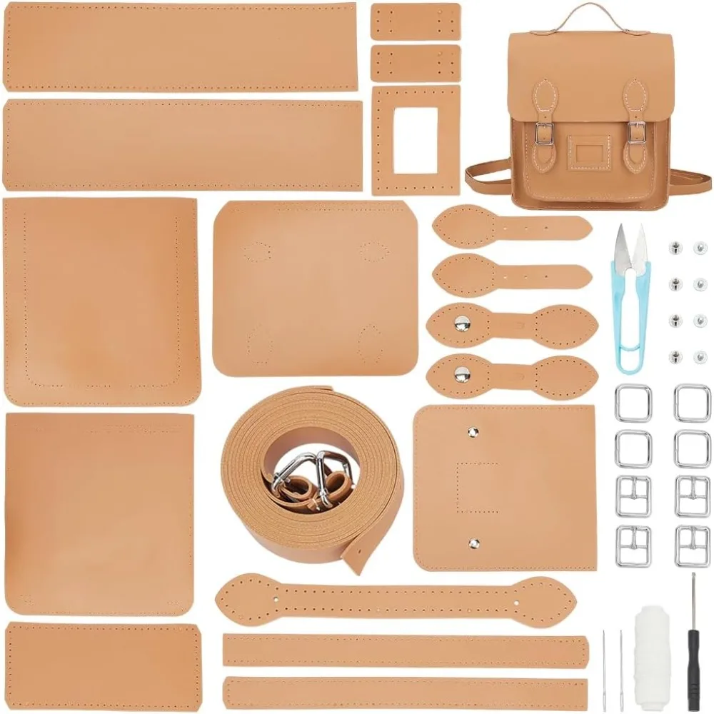 DIY-PU-Leather-Backpack-Bag-Making-Kit-Leather-Shoulder-Bag-Sewing ...