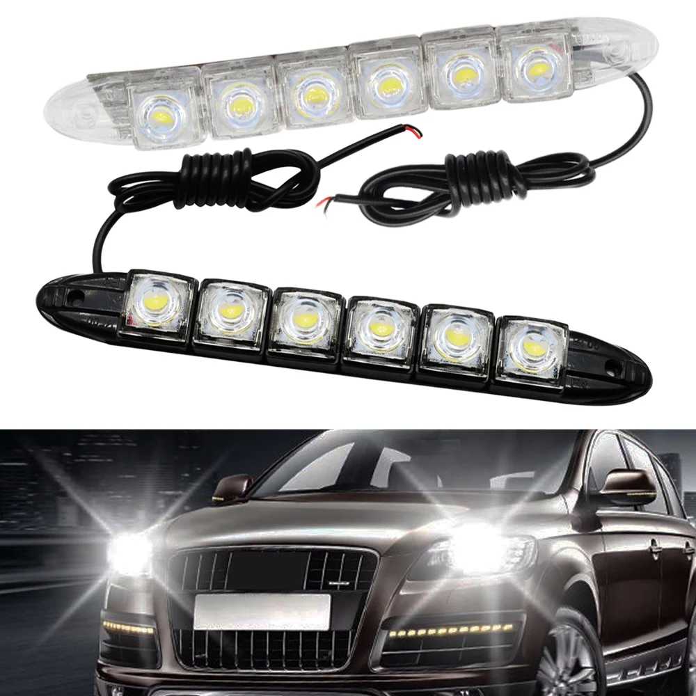 2x-Universal-Car-Led-DRL-Daytime-Running-Light-Flexible-6LED-White ...
