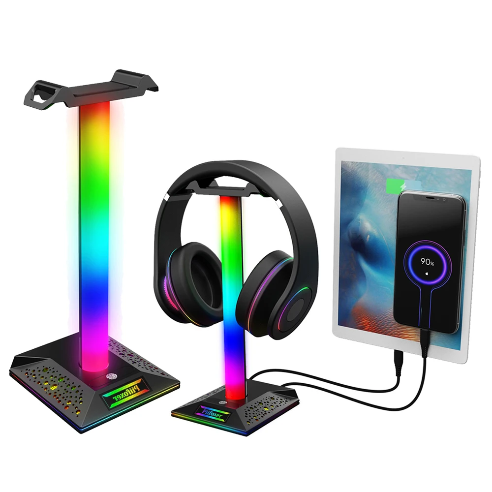 RGB-Gaming-Headphone-Stand-Headset-Desk-Display-Holder-Hanger-with ...