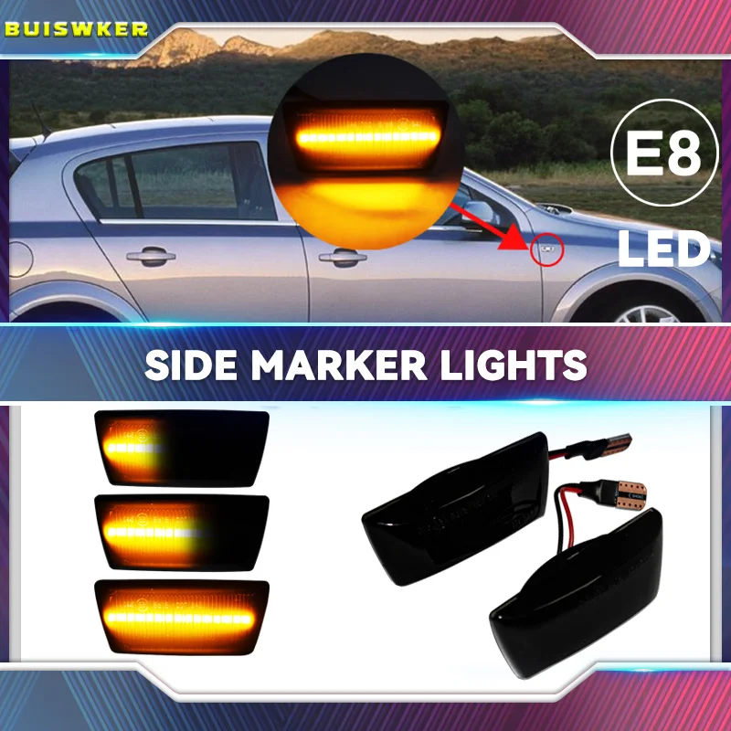 2pcs Dynamic Side Indicator LED Repeater Turn Signal Marker Light Lamp ...