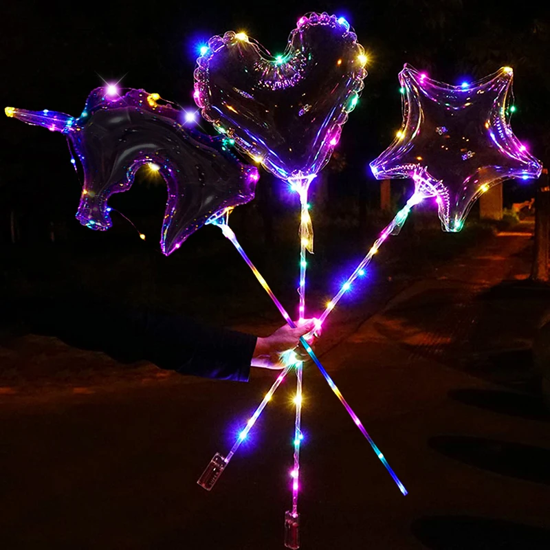 Clear Balloon with Led Lights Transparent Round Heart Unicorn Balloons ...