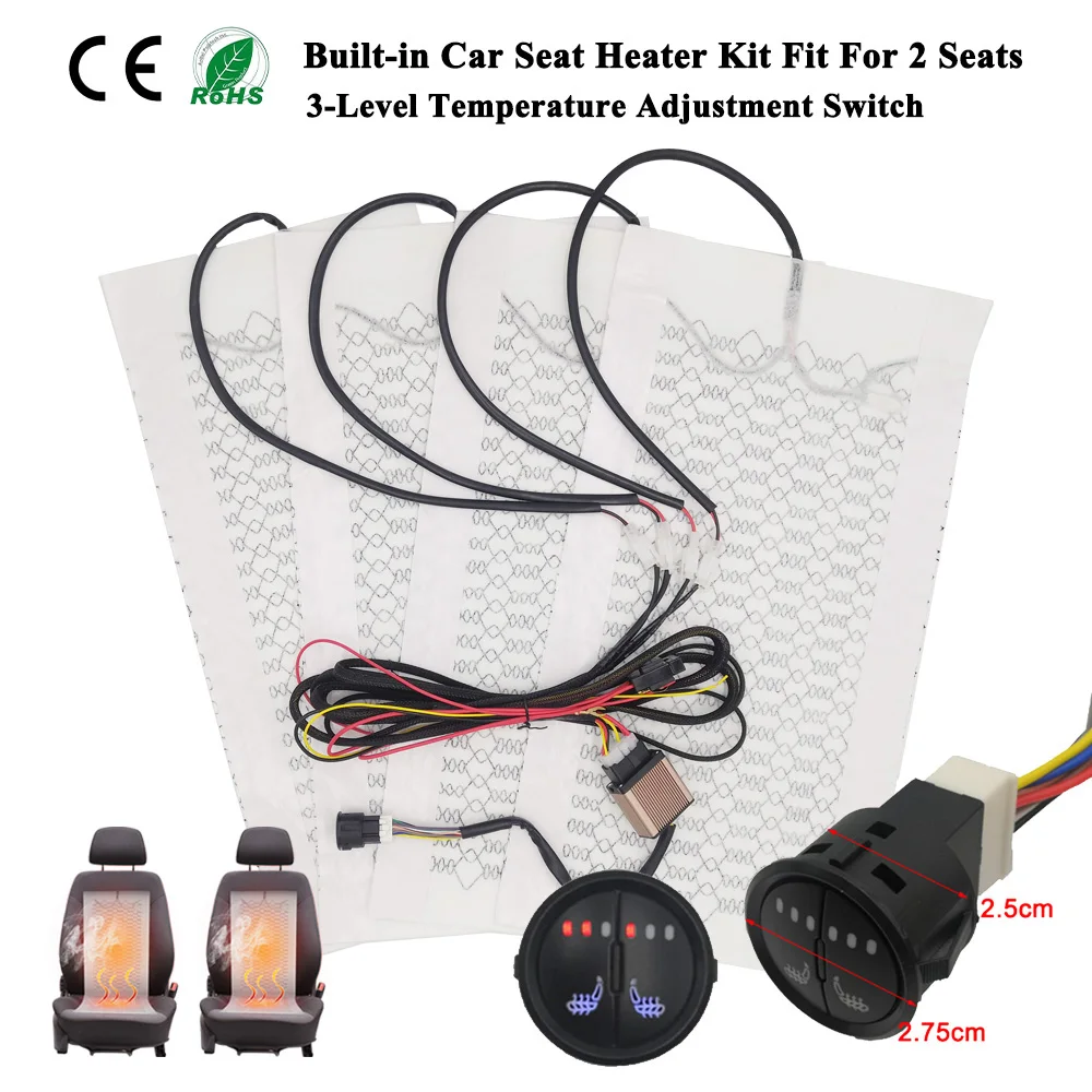Universal-Car-Seat-Heater-Kit-Fit-2-Seats-12V-Carbon-Fiber-Heating-Pads ...