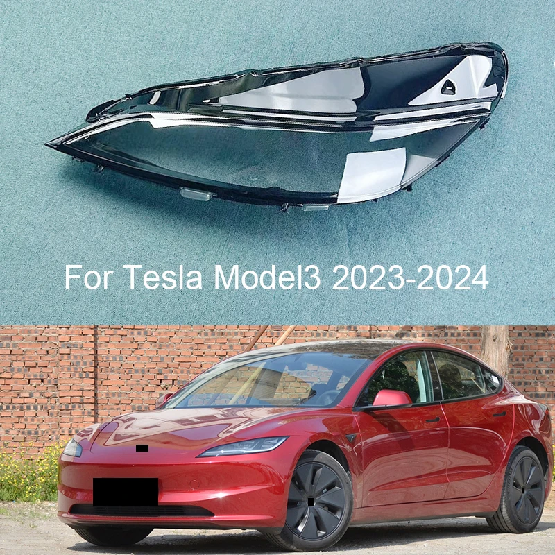 For-Tesla-Model-3-2023-2024-Car-Headlight-Shell-Headlight-Cover ...