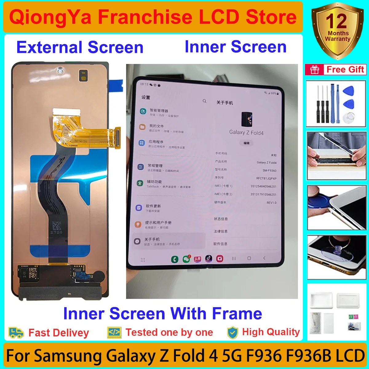 Samsung Galaxy Z Fold 4 Display com Montagem de Digitador Touch Screen ...