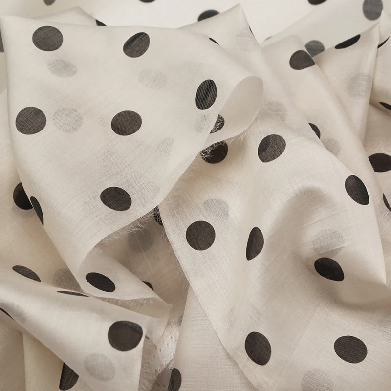 Black-Dot-Digital-Printing-Fabric-Translucent-Tulle-Fabric-Lightweight ...
