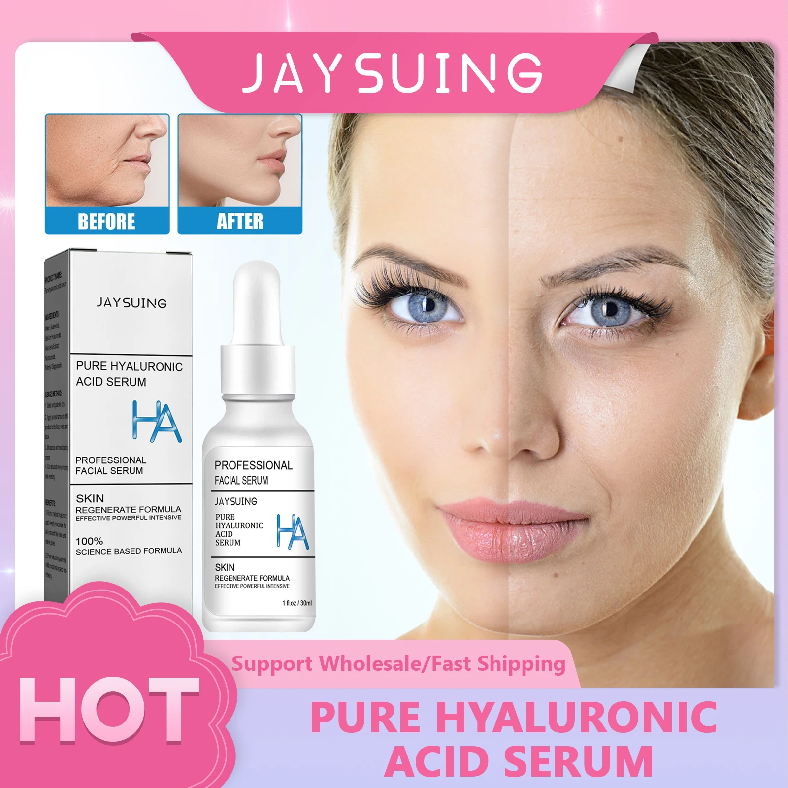 Esencia Facial de ácido hialurónico puro, reparador profundamente hidratante, piel seca, líneas ...